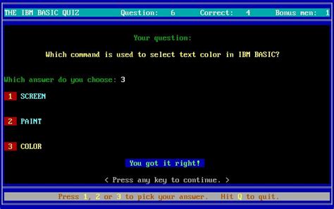 IBM Basic Quiz Download 1989 Puzzle Game