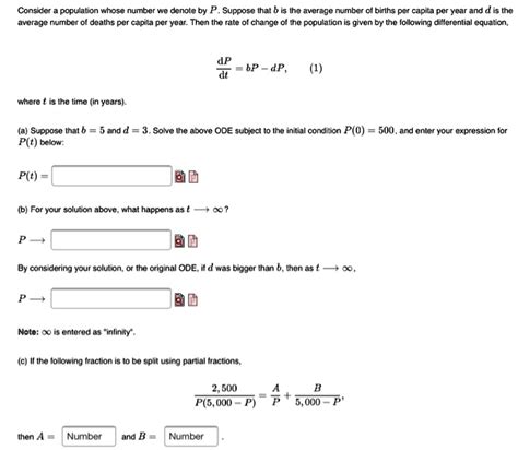 Solved Consider Population Whose Numbe We Denote By P Suppose Ihat