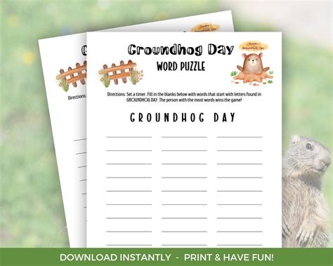 Groundhog Day Word Puzzle Game Printable Groundhog Day Word Puzzle
