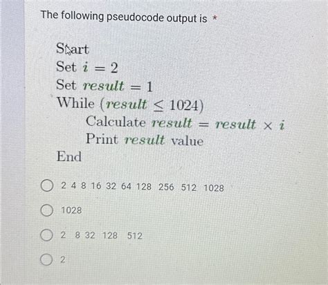 solved the following pseudocode output is saartset i 2set