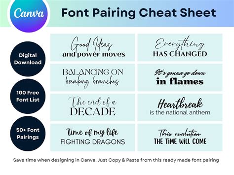 Canva Font Pairing Guide Ultimate Cheat Sheet For Typography Inspiration Digital Download For