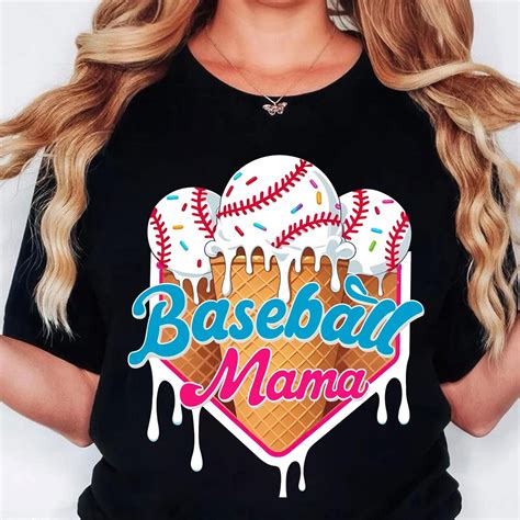 Baseball Mama T Shirt Ice Cream Baseball Shirt Game Day Ballpark Mom