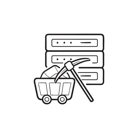 Premium Vector Server And Pickaxe Hand Drawn Outline Doodle Icon Data Mining Data And