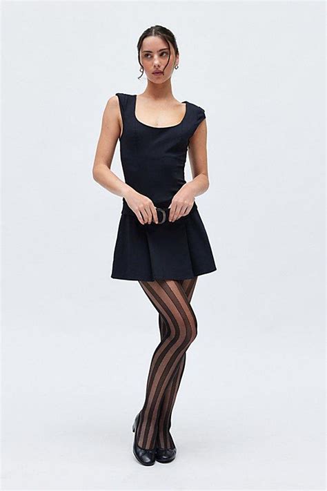 Urban Outfitters Sheer Striped Tights In Black Lyst