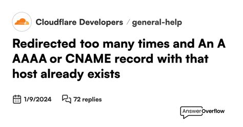 Redirected Too Many Times And An A Aaaa Or Cname Record With That Host Already Exists