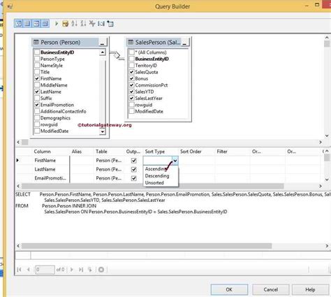 Query Builder In Ssis