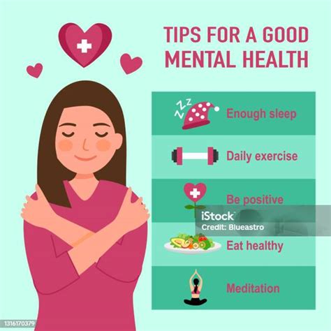유용한 조언 인포그래픽 개념 벡터 일러스트와 좋은 정신 건강을위한 팁 건강한 두뇌와 마음 챙김 Mental Wellbeing에 대한 스톡 벡터 아트 및 기타 이미지 Istock