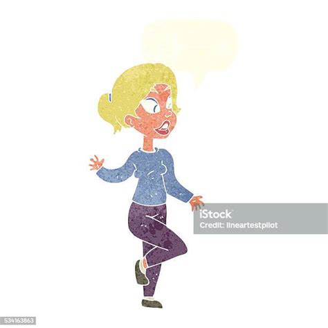 말풍선이 있는 손 흔드는 여자 친근하다 말풍선을 귀여운에 대한 스톡 벡터 아트 및 기타 이미지 귀여운 그리기 기이함