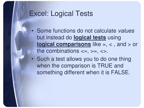 Ppt Excel Logical Tests Powerpoint Presentation Free Download Id2495255