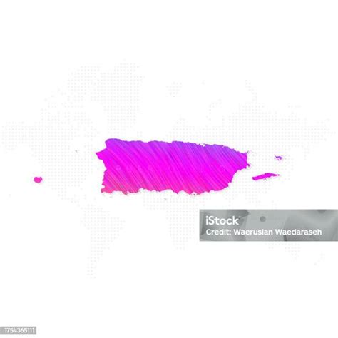 푸에르토 리코지도는 화려한 하프 톤 그라데이션입니다 흰색 배경에 추상적인 선의 미래 기하학적 패턴 지도에 대한 스톡 벡터 아트 및 기타 이미지 Istock