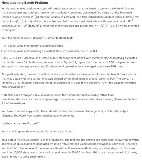 Solved I M Meant To Implement A Nonstationary Bandit Chegg