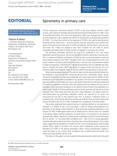 Pdf Spirometry In Primary Care