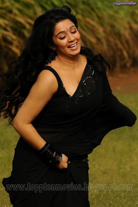 Charmi Kaur Exclusive Hot Navel Show In Black Saree