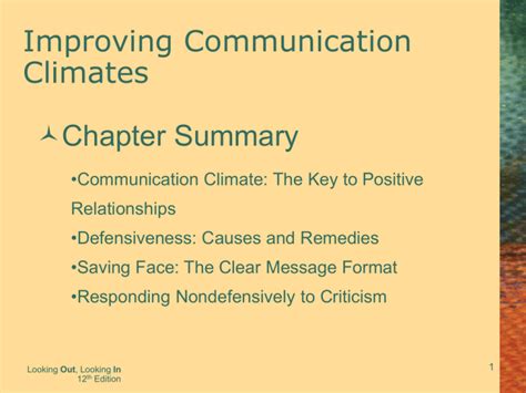 Improving Communication Climates Relationships And Defensiveness