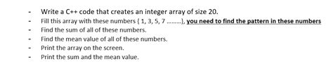 Solved Write A C Code That Creates An Integer Array Of