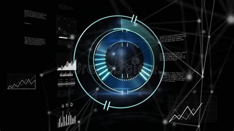 Glowing Network Grid Initiating Data Interface Rotating Animating Charts Visualizing Global