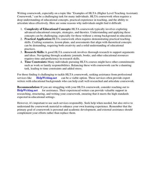 Examples Of Hlta Course Work Pdf Cookie Nucleic Acids