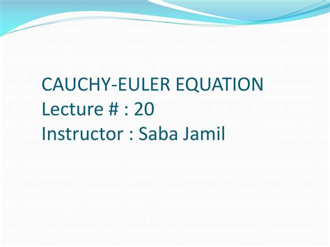 SOLUTION Cauchy Euler Equation Lecture Studypool