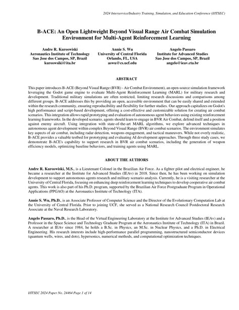 Pdf B Ace An Open Lightweight Beyond Visual Range Air Combat Simulation Environment For Multi