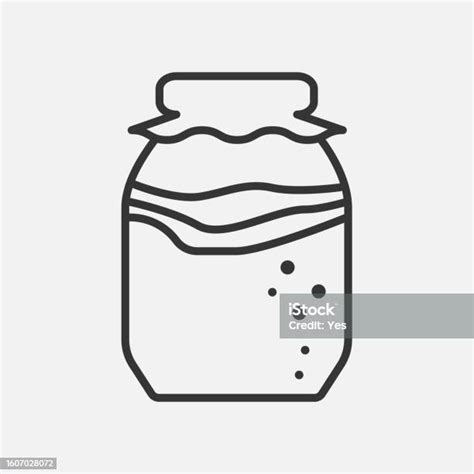 Kombucha 발효 음료 라인 아이콘입니다 프로바이오틱 수제 차 항아리 준비에 담긴 비건 음식 건강한 식사 재료 활동적인 삶을 위한 항산화 제품 벡터 그림 상징에 대한