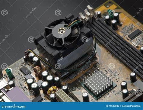 Motherboard With The Cooling Fan Stock Photo Image Of Chip Science 71537032