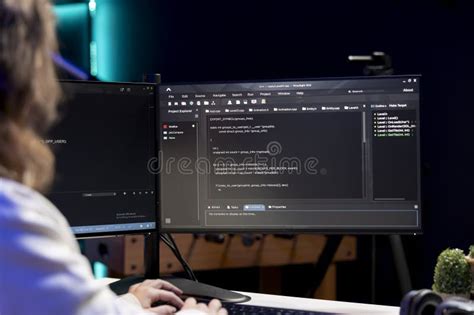 Programmer In Apartment Solving Coding Problems Using Desktop Pc Stock Image Image Of Screen
