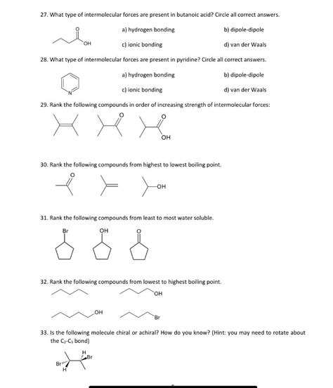 [solved] 27 What Type Of Intermolecular Forces Are Prese