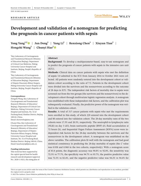 pdf development and validation of a nomogram for predicting the