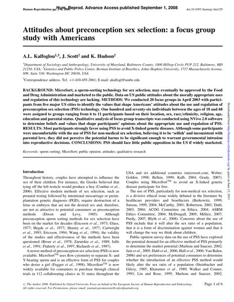Pdf Attitudes About Preconception Sex Selection A Focus Group Study With Americans Editorial