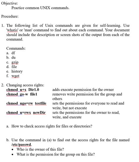 Solved Objective Practice Common Unix Commands Procedure