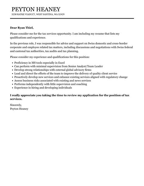 Tax Services Cover Letter Velvet Jobs