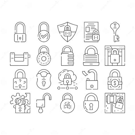 Padlock Lock Safe Password Icons Set Vector Stock Illustration Illustration Of Password