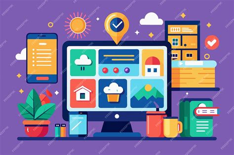 Premium Vector A Computer Screen Displaying A Variety Of Icons In A Customizable Layout Home