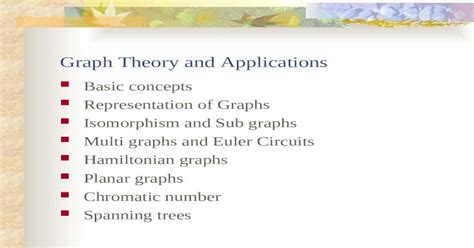 graph theory and applications basic concepts representation of graphs isomorphism and sub graphs