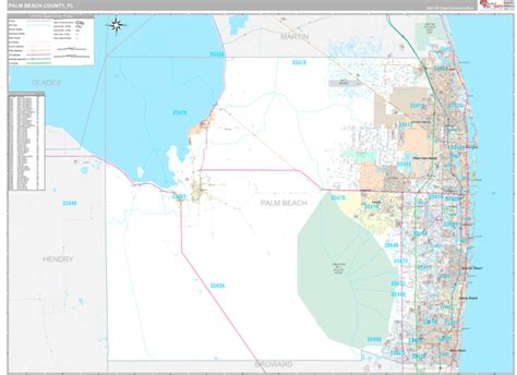Palm Beach County Wall Map Premium Marketmaps
