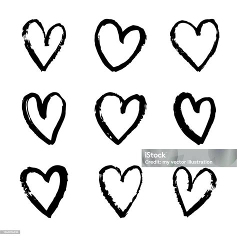 하트 브러쉬 스트로크 벡터 페인트 브러시 세트 브러시 스트로크 템플릿 그런지 디자인 요소 긴 텍스트 상자 더러운 조난 텍스처 배너 그런지가 그려진 물체 잉크 튀김 페인팅된