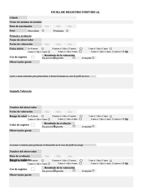 Ficha De Registro Individual Infantil Pdf