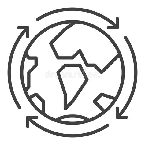 Earth Planet With Arrows Around Vector Multipolarity Icon In Outline