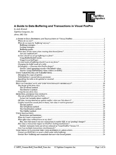 A Guide To Data Buffering And Transactions In Visual Foxpro Pdf