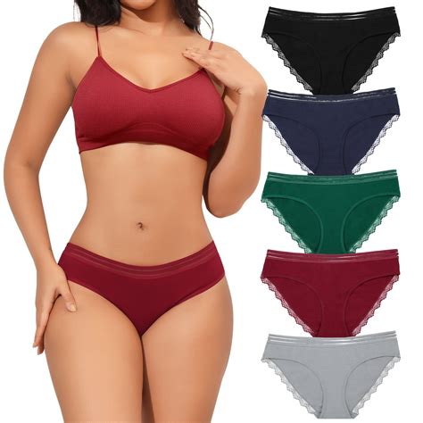 Awaytr Women Cotton Underwear Lace Bikini Panties Sexy Cotton Hipster