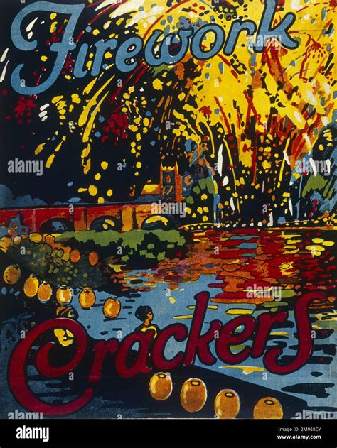 Bright And Colourful Label For A Box Of Batgers Fireworks Crackers Depicting A Spectacular
