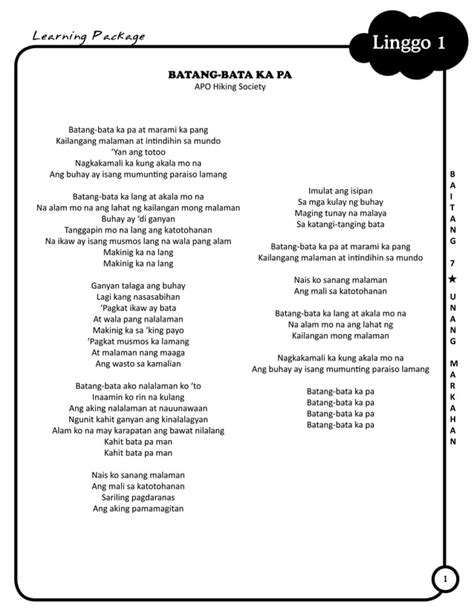 Grade 7 Learning Module In Filipino Learning Package Quarter 1 To 4 Pdf