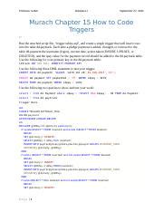 R M P Assignment Murach Chapter How To Code Triggers Docx Professor Gabor Database I