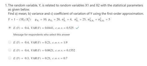 1 The Random Variable Y Is Related To Random