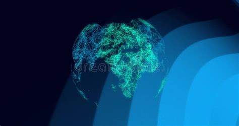 Animation Of Global Network Of Connections Over Rotating Over Blue Curves On Black Background