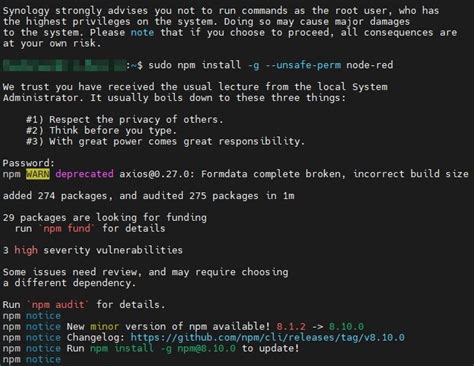 An Error Occurred While Installing Node Red On Synology Nas General