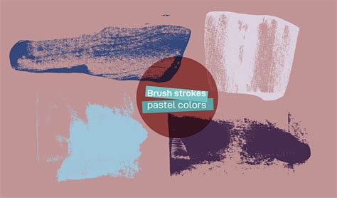 터치 페인트 세트는 파스텔 색상의 그라데이션입니다 사실적인 고품질 질감의 브러시 스트로크 번들 페인트 브러시 원형 프레임입니다