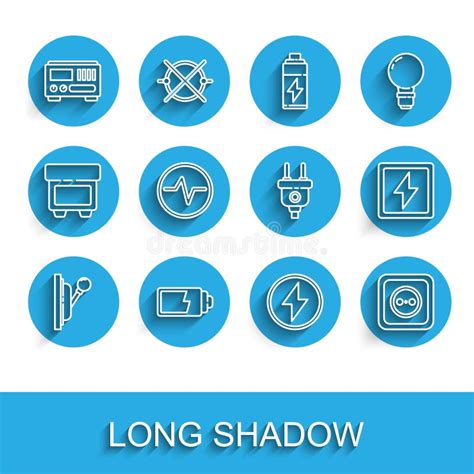 Set Line Electrical Panel Battery Charge Level Indicator Measuring Instruments Lightning Bolt