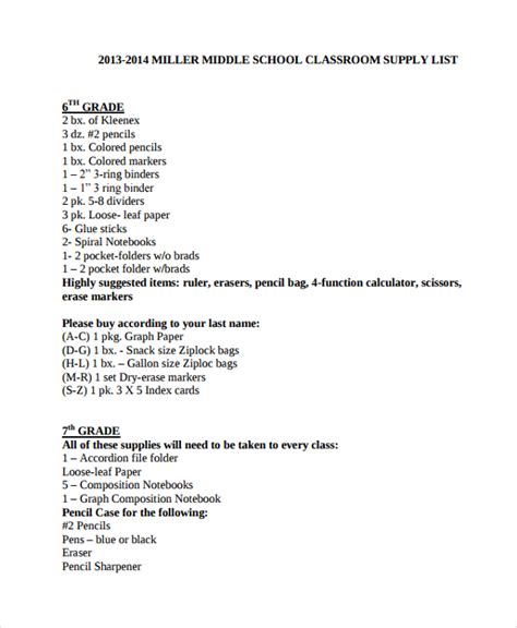 FREE Sample Supply List Templates In PDF MS Word