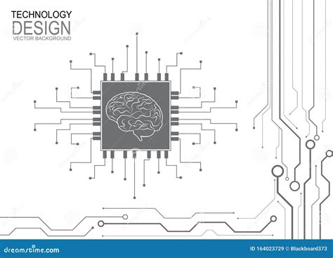 Digital Human Brain With Computer Circuit Board Electronic Human Brain Vector Illustration